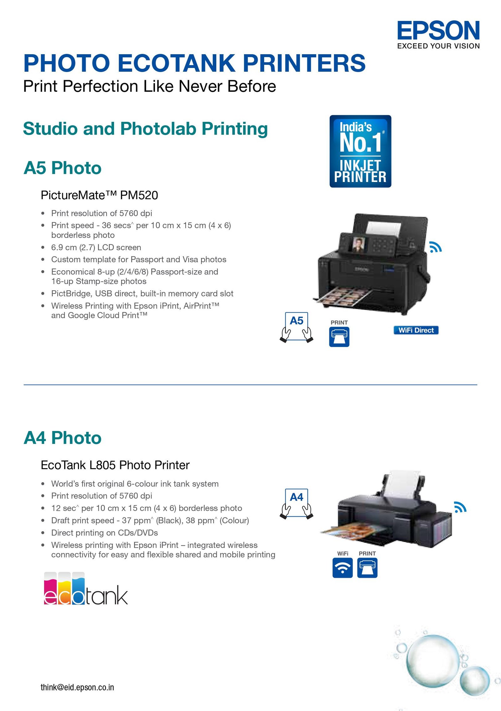 Epson Product Range Of Printers, Thermal Bill Printers, Inkjet ...